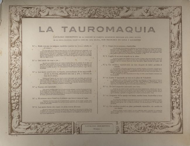 Table explicative de La Tauromachie de Goya - Série : La Tauromachie
